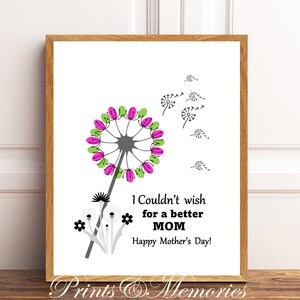 Dandelion Fingerprint Art Paint for Mom, Mother's Day Art Craft, I/we ...