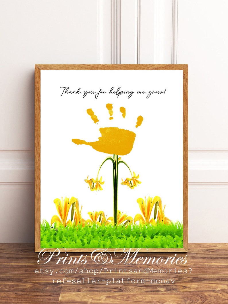 Flower Handprint Art Thank You for Helping Me/us Grow - Etsy