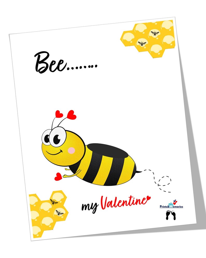 Bee My Valentine, Bee Handprint Art, Valentine's Day Gift, Bee Art ...