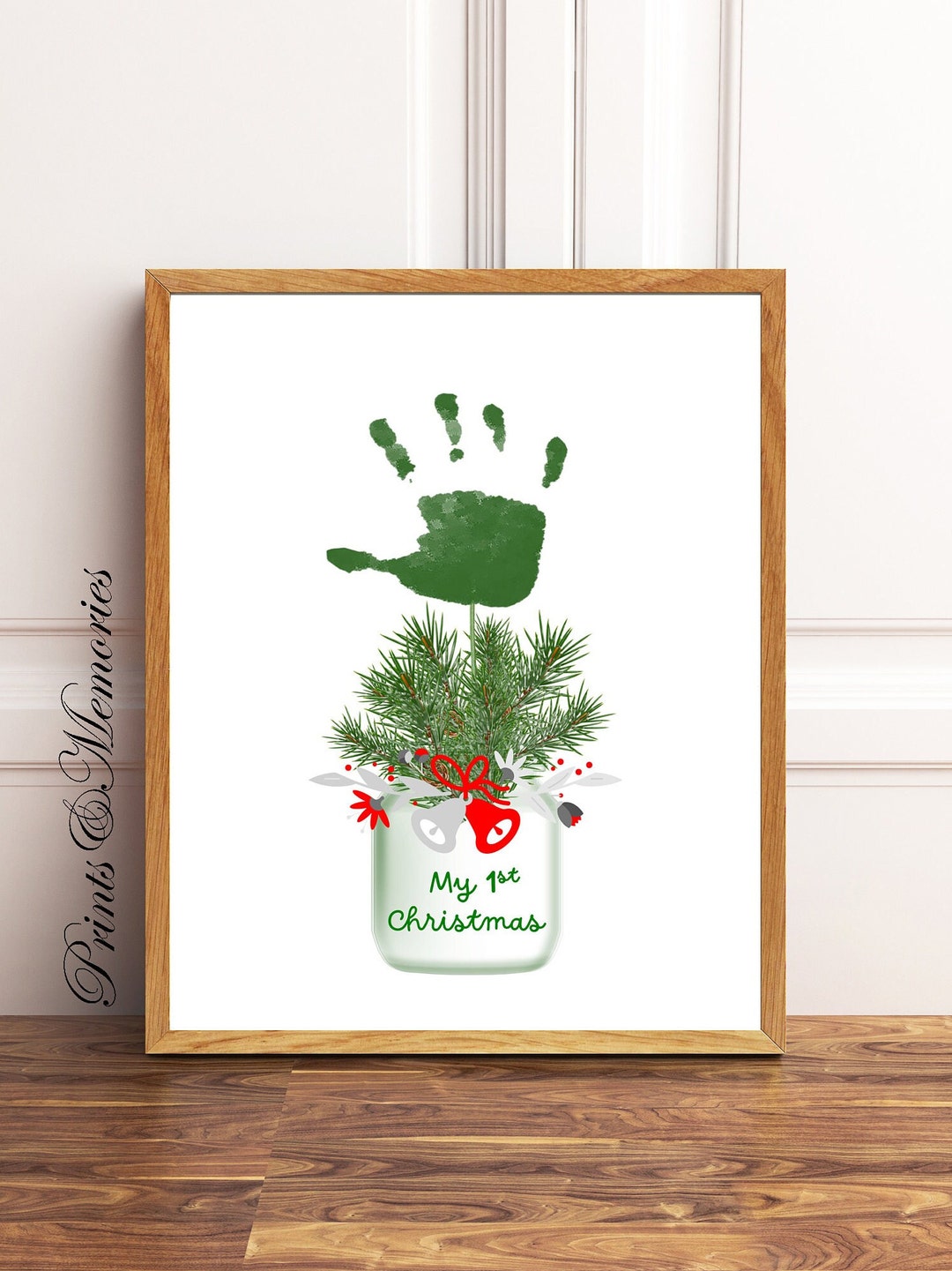Baby First Christmas Handprint Art, First Christmas Keepsake, DIY Art ...
