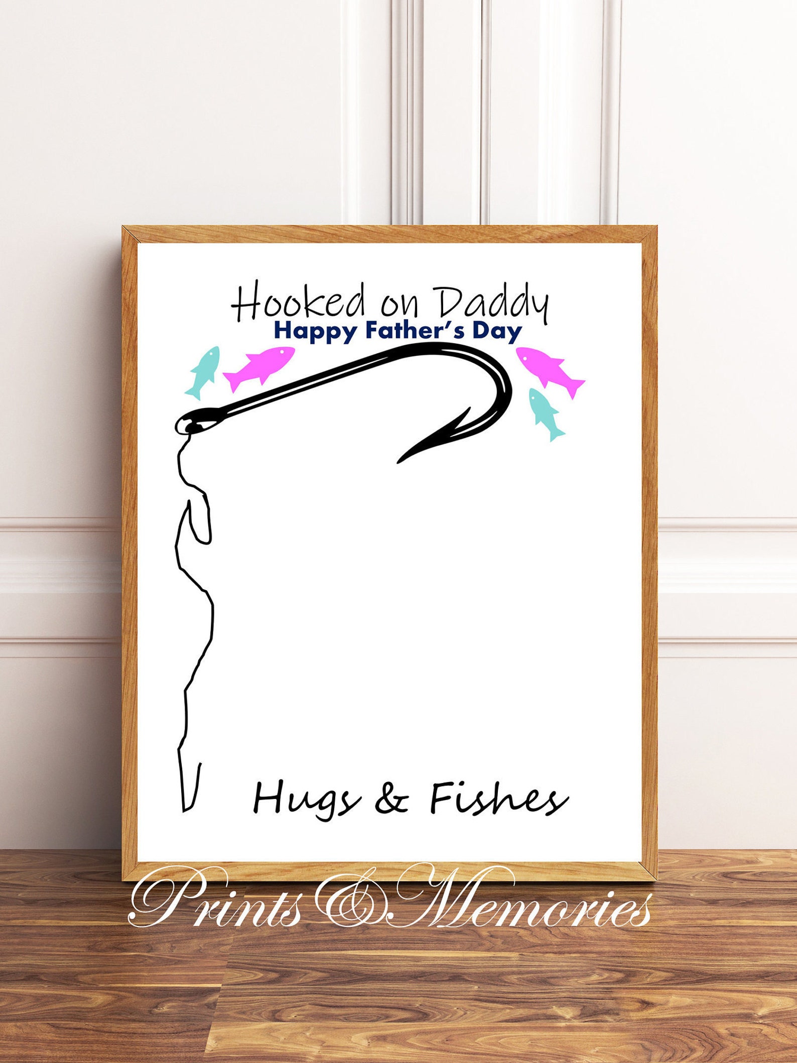 Hooked on Daddy Fishing Handprint Fish Hook Art Hugs and - Etsy