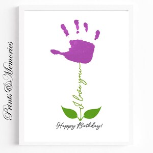 Flower Handprint Art, Happy Birthday Craft, DIY Art Card, Baby Toddler ...