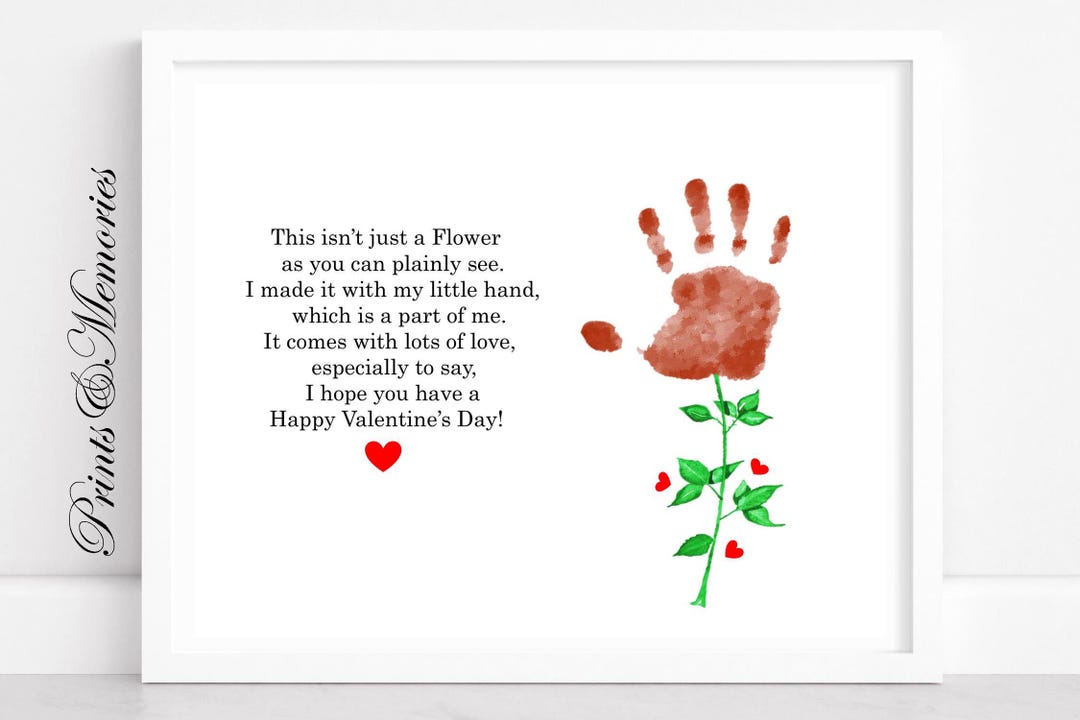 Valentines Handprint Art, Flower Handprint Art Poem, Baby Toddler Kid ...