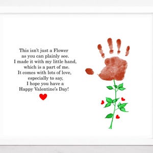 Valentines Handprint Art, Flower Handprint Art Poem, Baby Toddler Kid ...