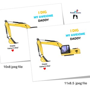 Father's Day Gift for Daddy, Digger Excavator Footprint Art, I Dig My Awesome Daddy, Baby ...