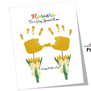 Mother's Day Gift for Mom, Flower Handprint Art, Baby Keepsake, Toddler ...
