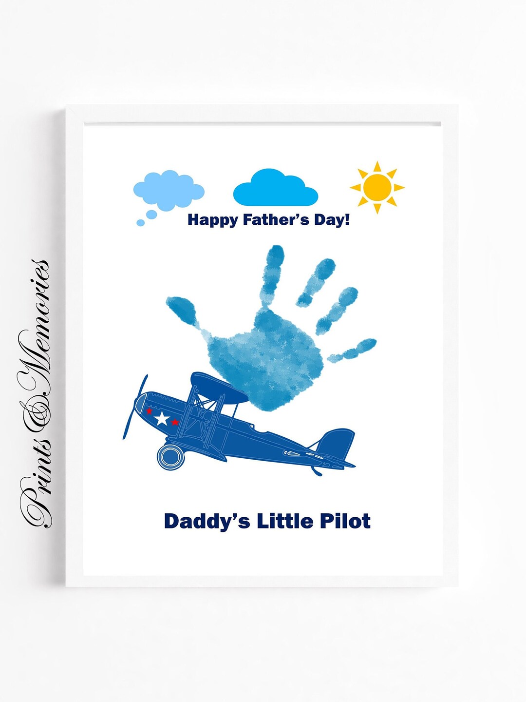 Daddy's Little Pilot/papa/ Handprint Art, Father's Day Gift, Airplane ...