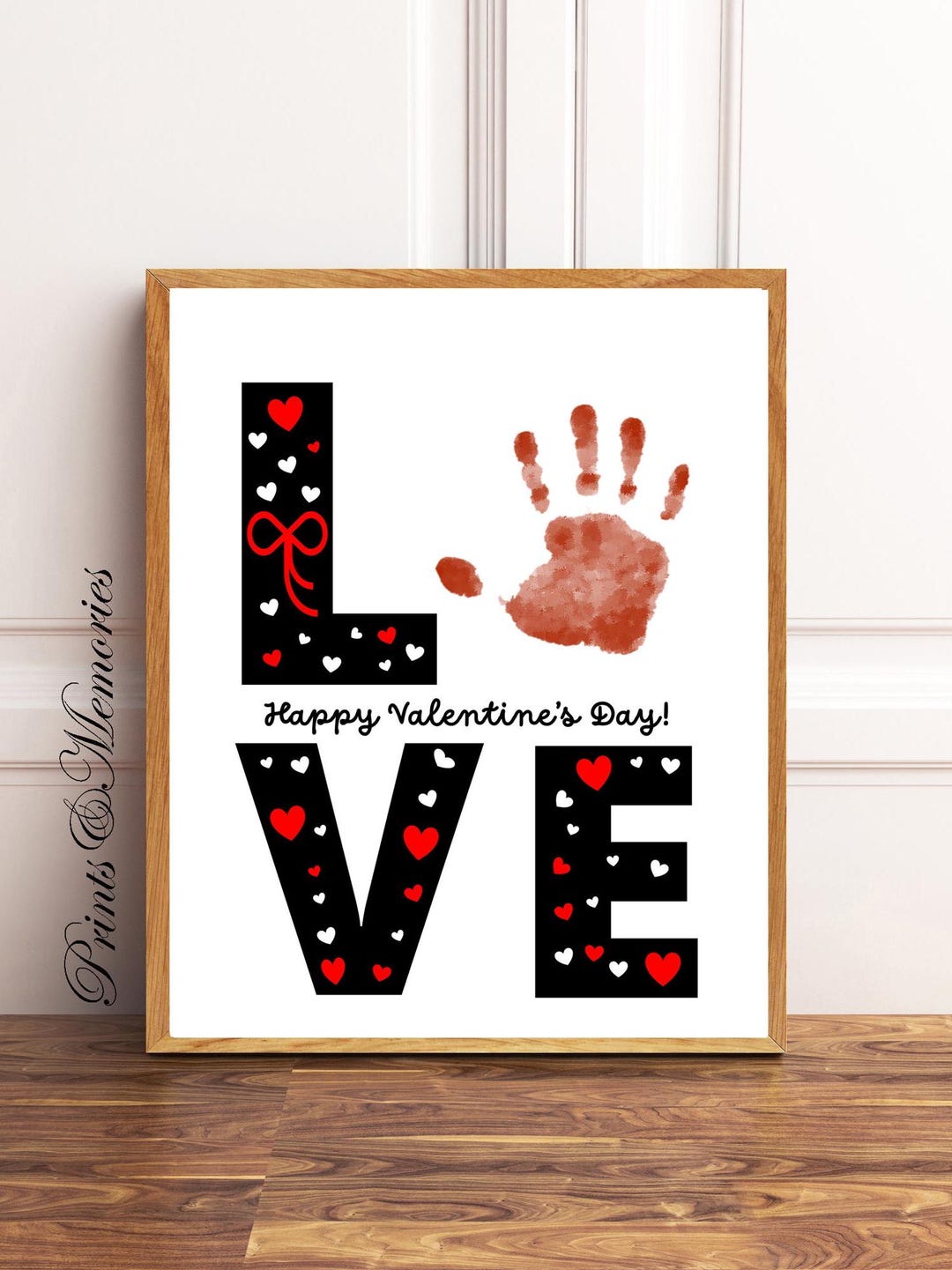 Love Handprint Art, Valentines Day Handprint Art Craft, DIY Card ...