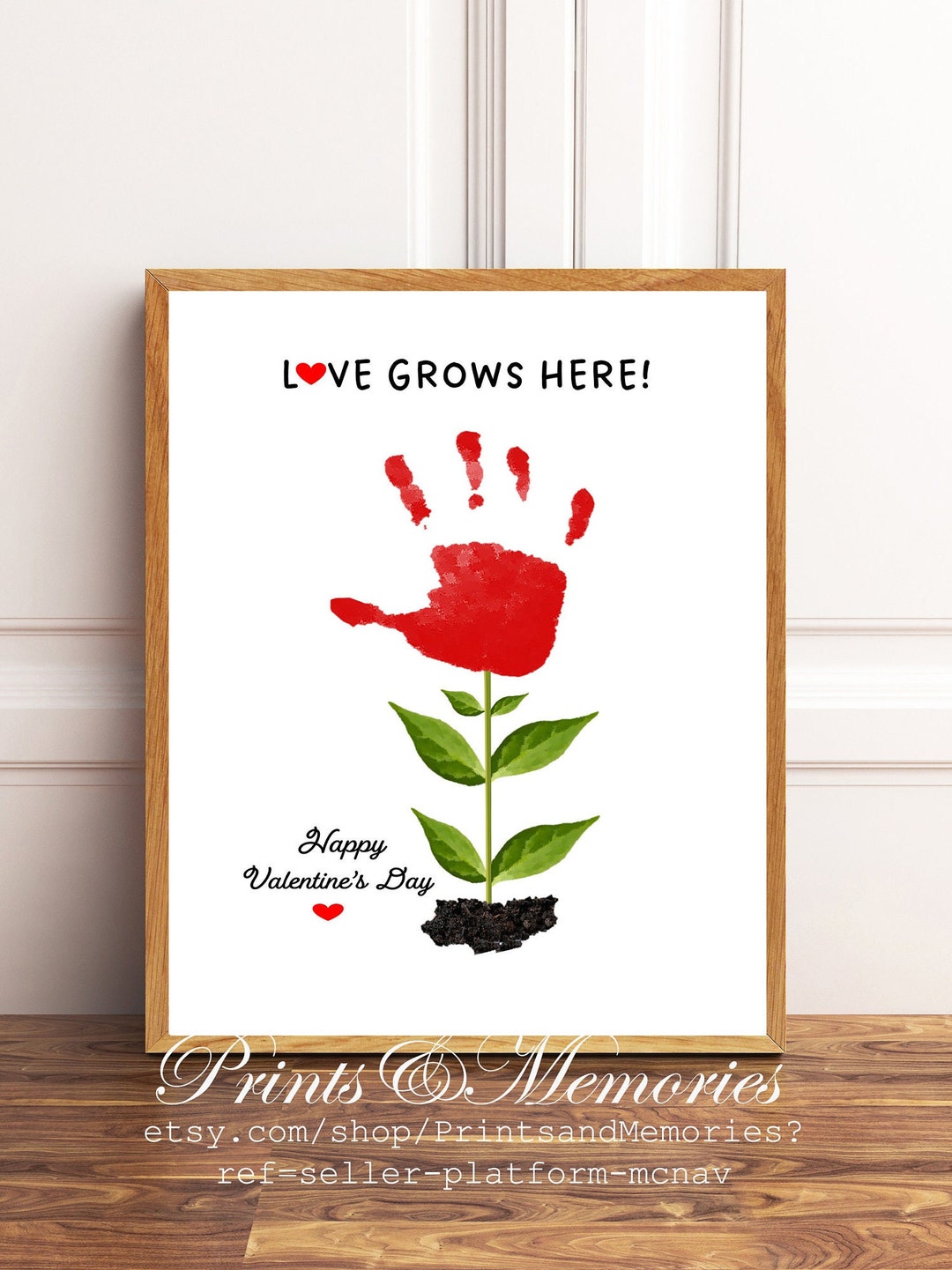 Love Grows Here, Valentines Flower Handprint, Valentine's Day Craft for ...