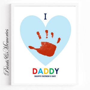 I Love, Daddy Handprint Art, Father's Day Gift for Dad, DIY Art Card ...