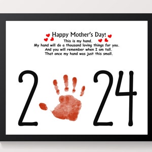 Happy Mother's Day Handprint Art, 2024 Handprint Craft, Gift for Mom ...