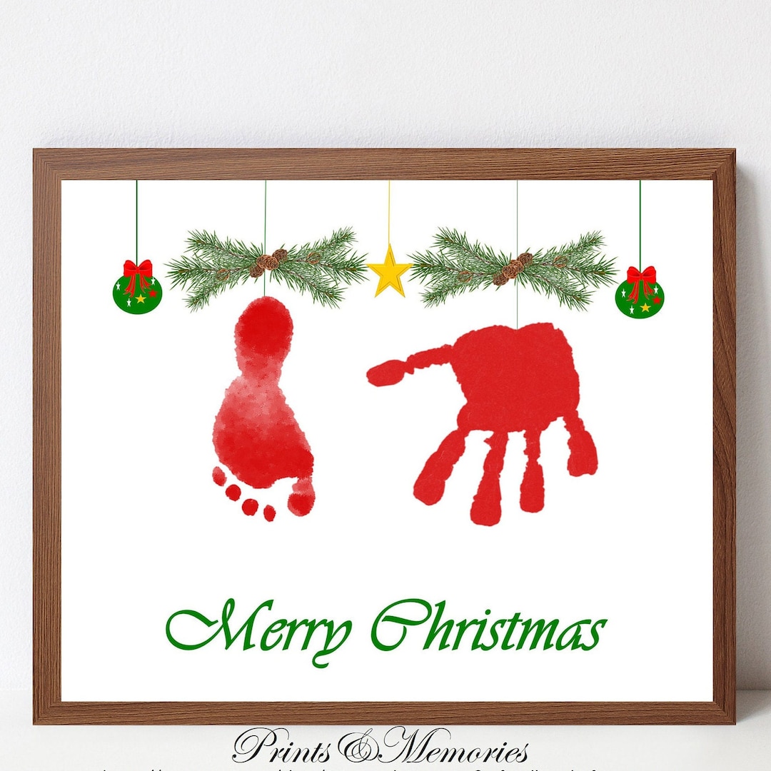 Merry Christmas Handprint Art: DIY Ornament Keepsake (digital File) - Etsy