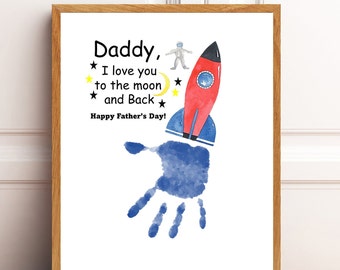 Father's Day Rocket Ship Handprint Art Daddy Handprint - Etsy