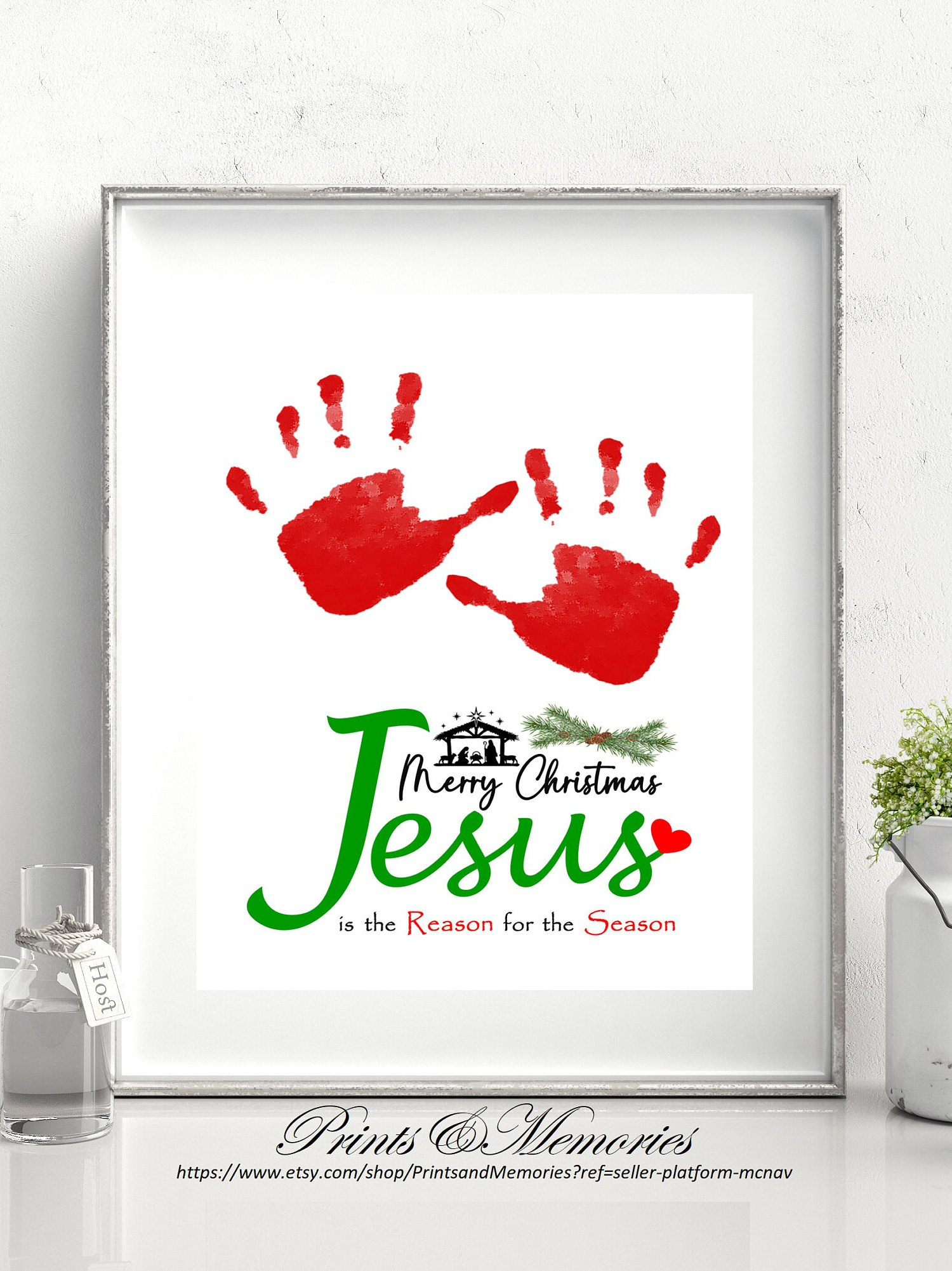 Christmas Handprint Art. Jesus is the Reason for the Season - Etsy