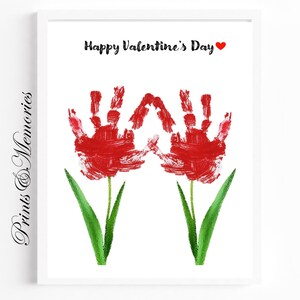 Happy Valentine's Day Flower Handprints,tulip Flower Handprint Template ...