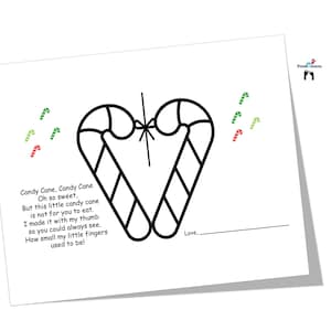 Candy Cane Poem, Thumbprint, Fingerprint Art Craft, Christmas Craft for ...