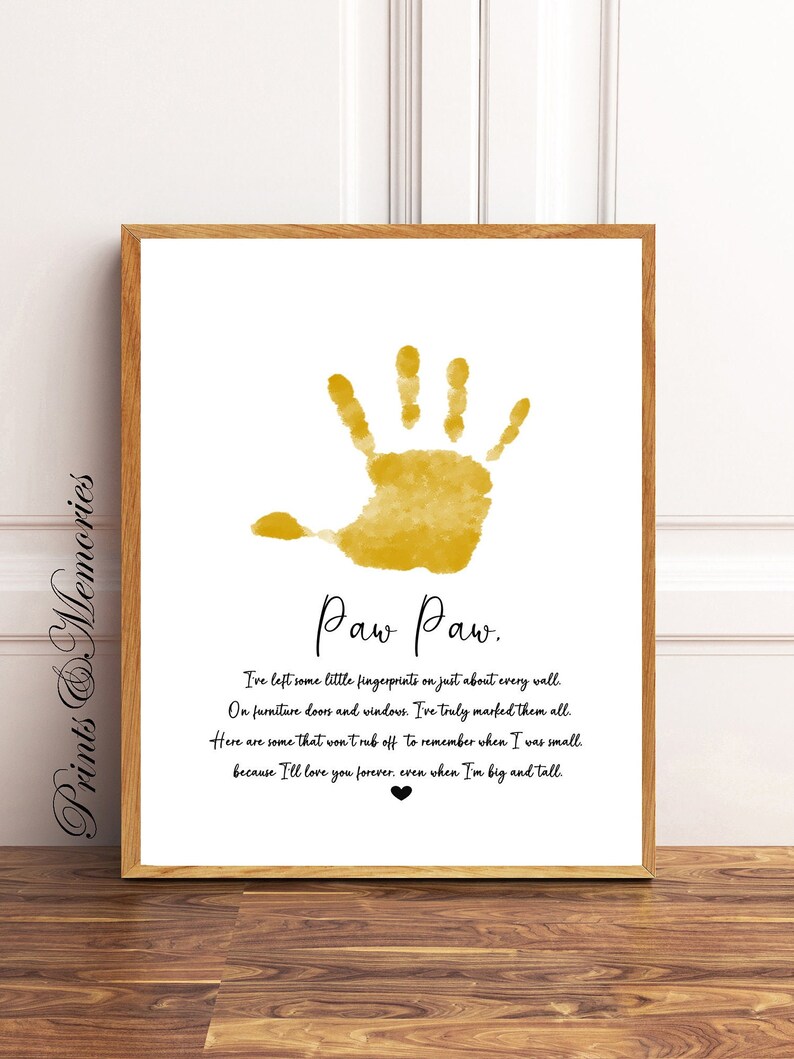 Paw Paw Handprint Art Poem, Father's Day Gift for Paw Paw, DIY ...