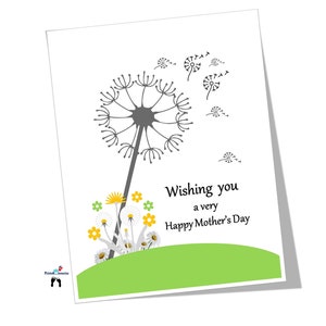 Dandelion Fingerprint Art Craft Mother's Day, Ink Pad Paint Craft ...