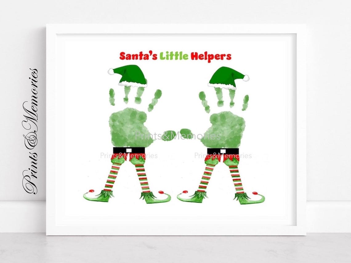 Christmas Handprint Art: Santa's Elves Keepsake, Christmas Fun Activity ...