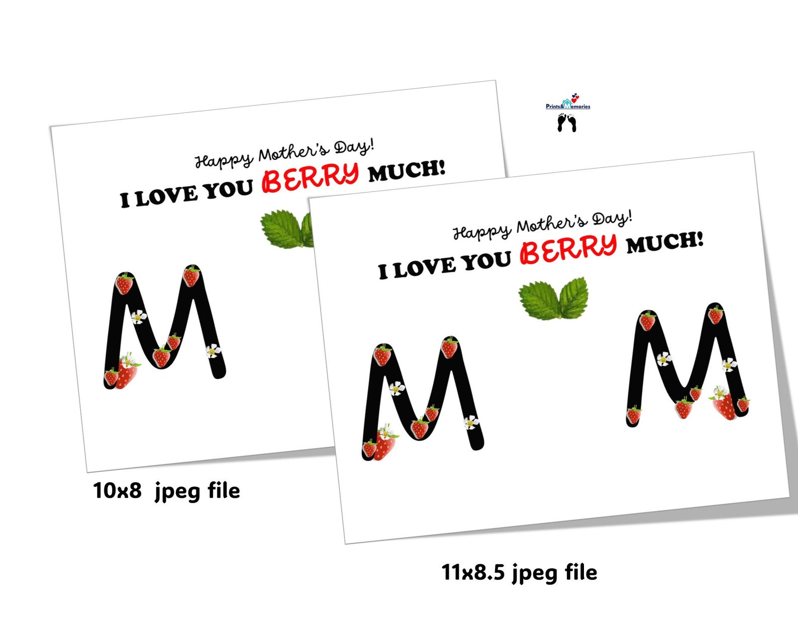 I Love You Berry Much Strawberry Handprint Art, Mother's Day Gift for ...