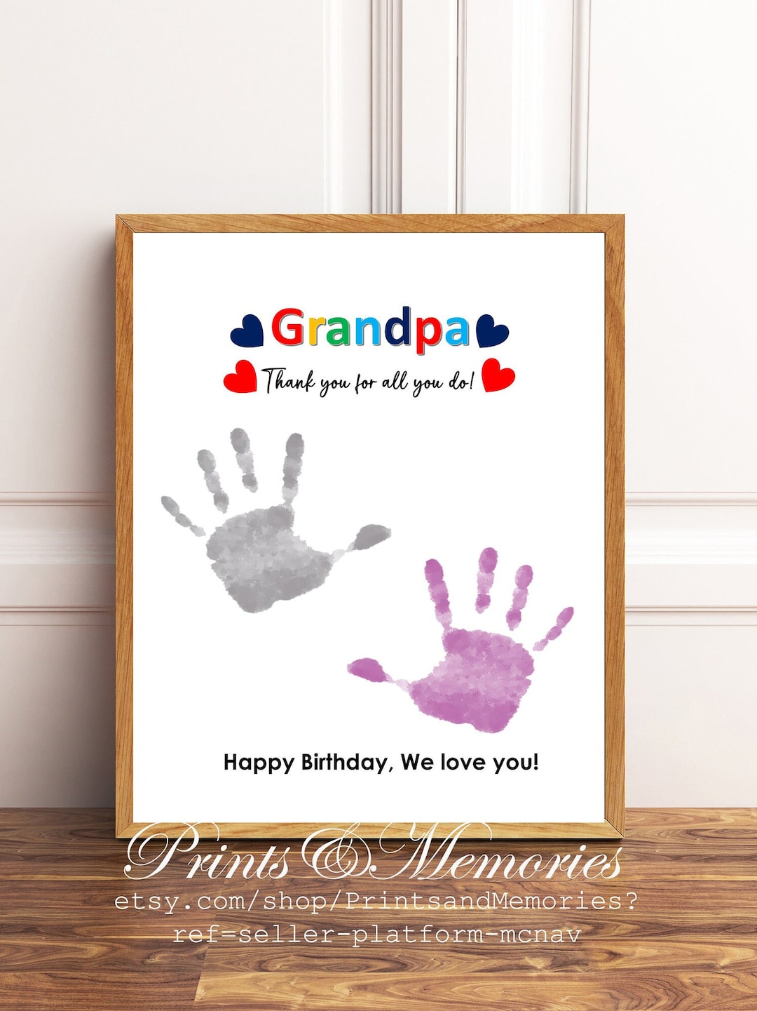 Birthday Gift for Grandpa, Grandpa Handprint Art, Gift From Grandkids ...