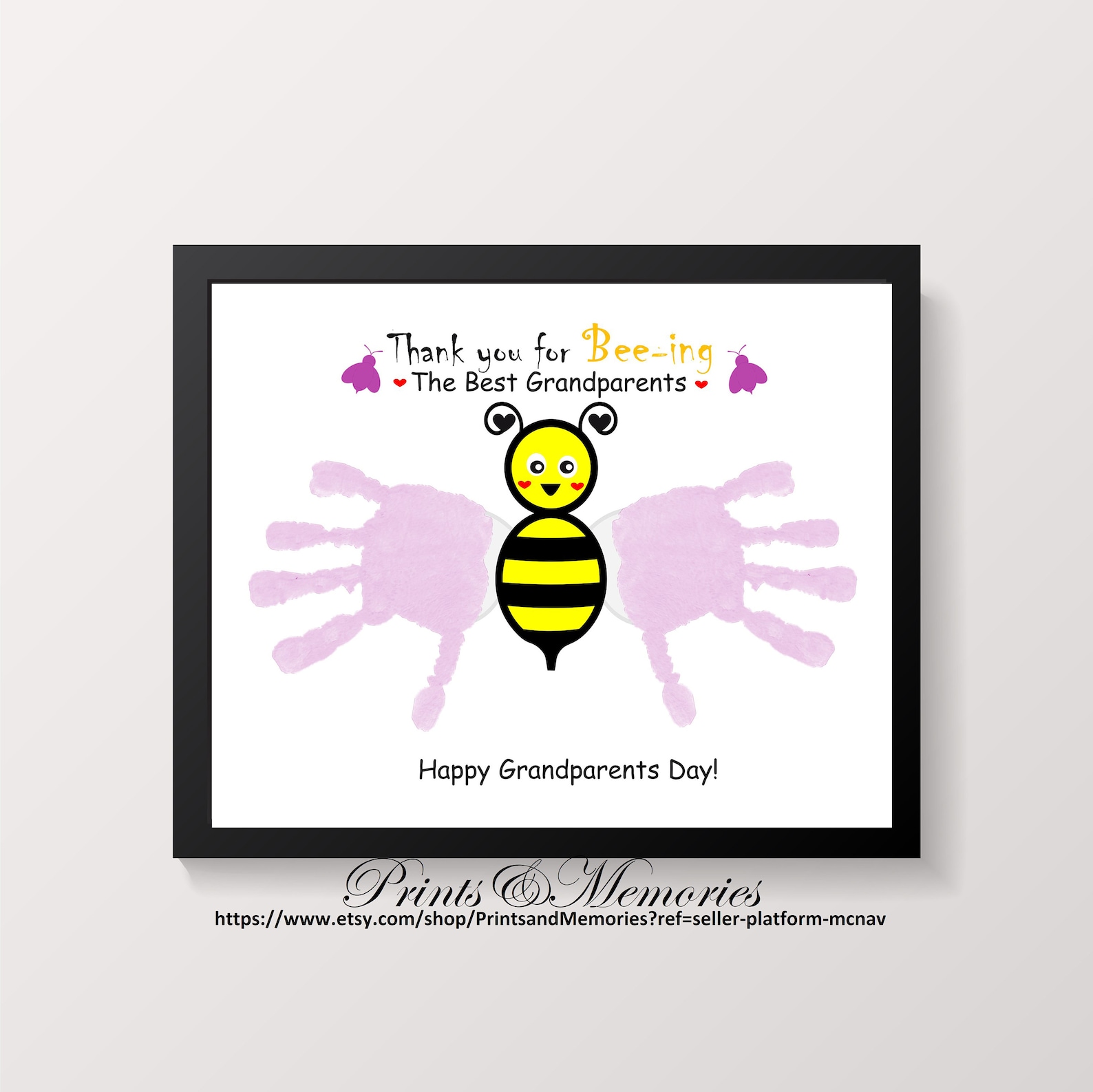 Bee Handprint Art: Grandparents Day Gift From Grandkid (digital File ...