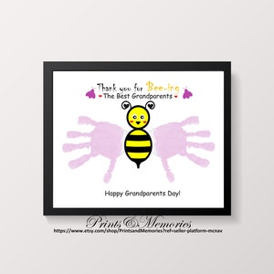 Bee Handprint Art: Grandparents Day Gift From Grandkid (digital File ...
