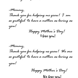 Mommy, Thank You for Helping Me/us Grow, Mother's Day Craft for Kids ...
