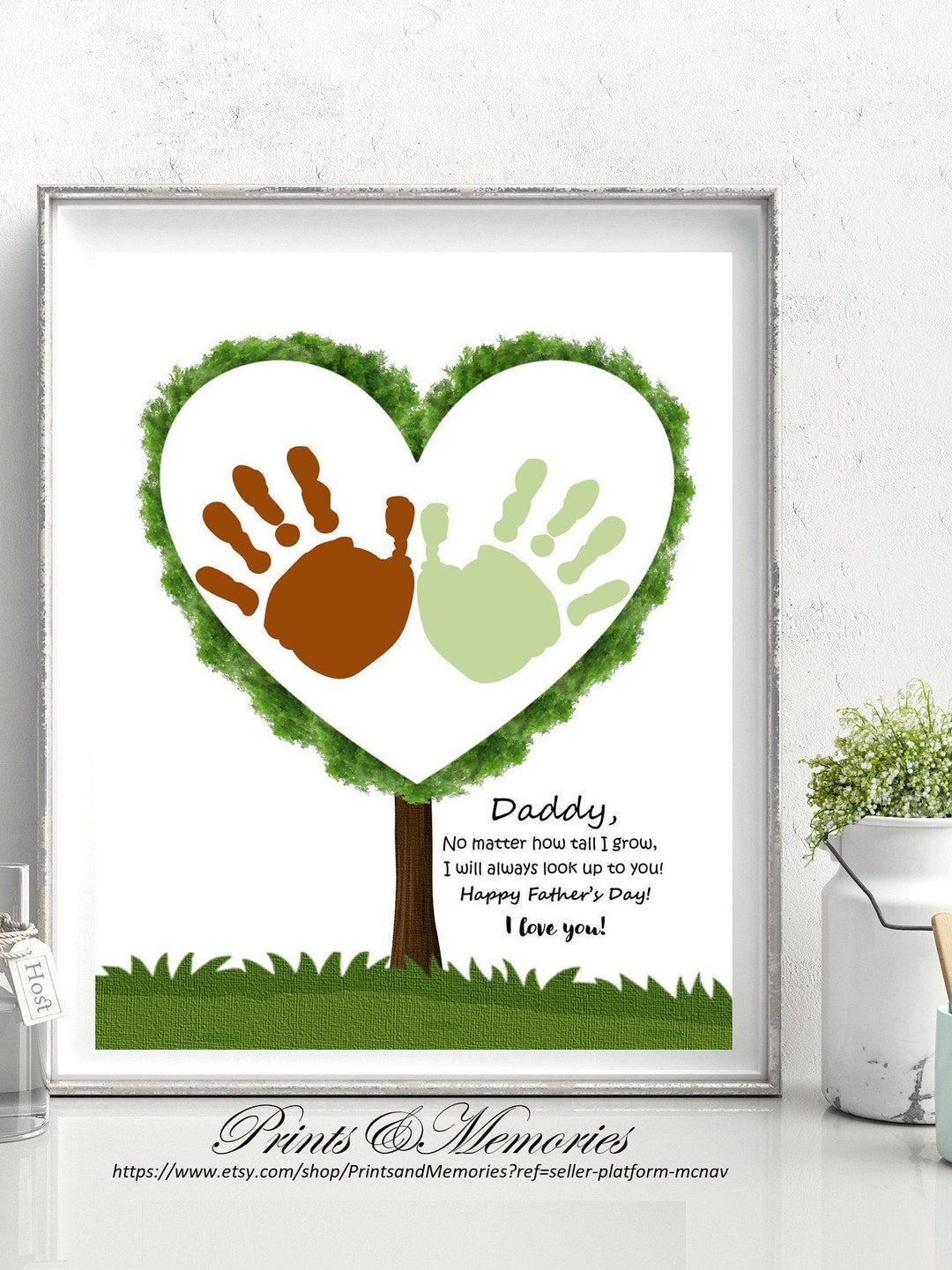 No Matter How Tall I (we) Grow, Tree Handprint Art, Father's Day Gift ...