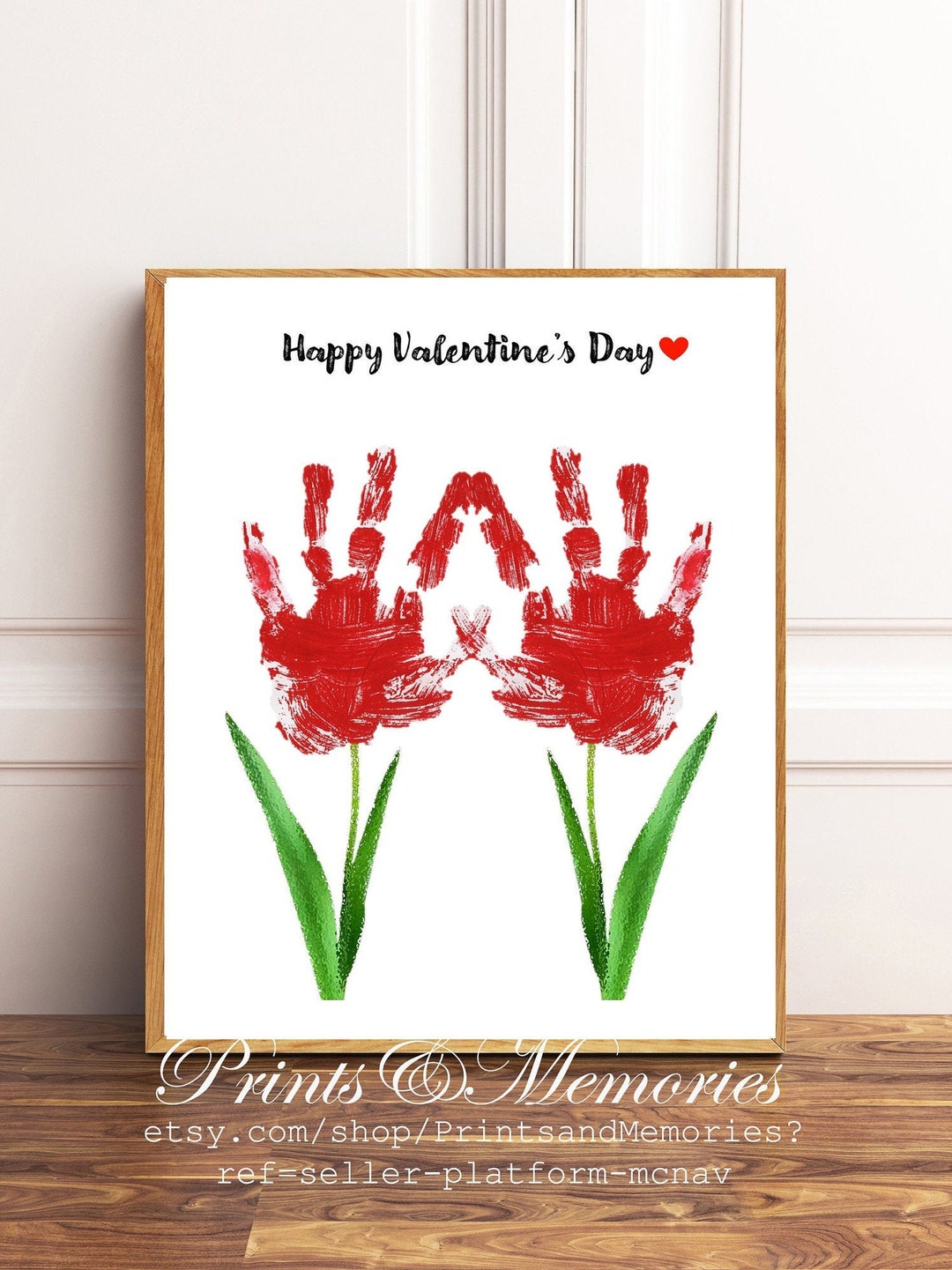 Happy Valentine's Day Flower Handprints,tulip Flower Handprint Template ...