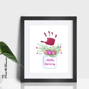 Spring Craft for Kids, Hello Spring Flower Handprint Art, DIY Art Card ...