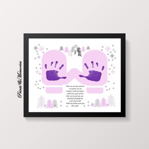 Blue/pink Mittens Handprint Poem, Winter Christmas Craft, Infant, Baby ...