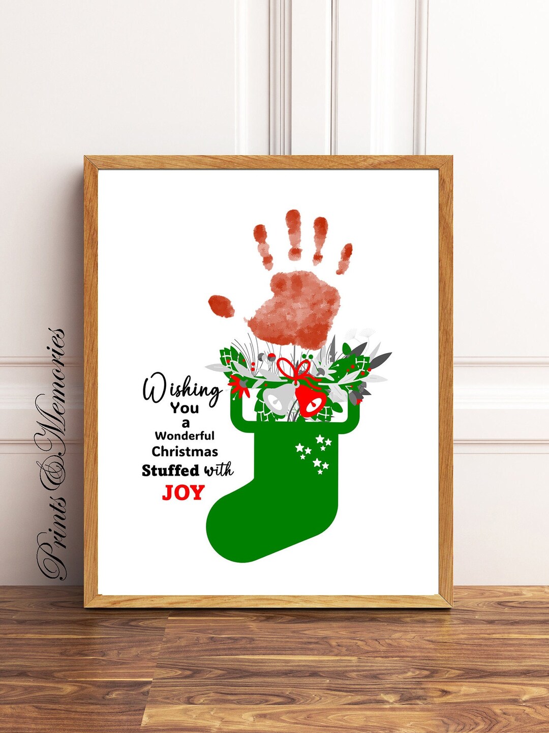 Christmas Stocking Handprint Art, DIY Art Card, Baby Toddler Kid Craft ...