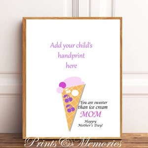Ice Cream Handprint Art, Mother's Day Gift for Mom, Handprint Keepsake ...