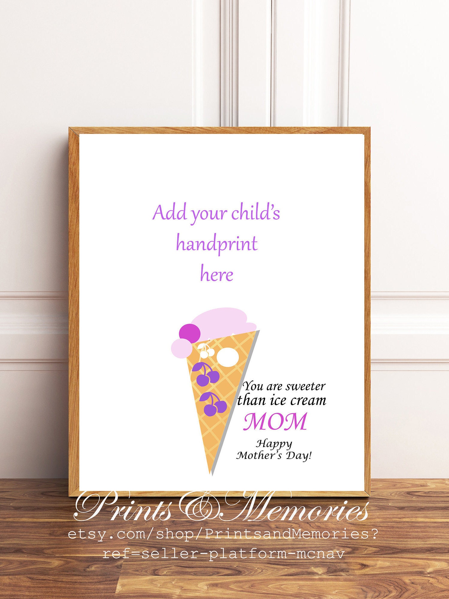 Ice cream handprint art Mother's day gift for mom | Etsy