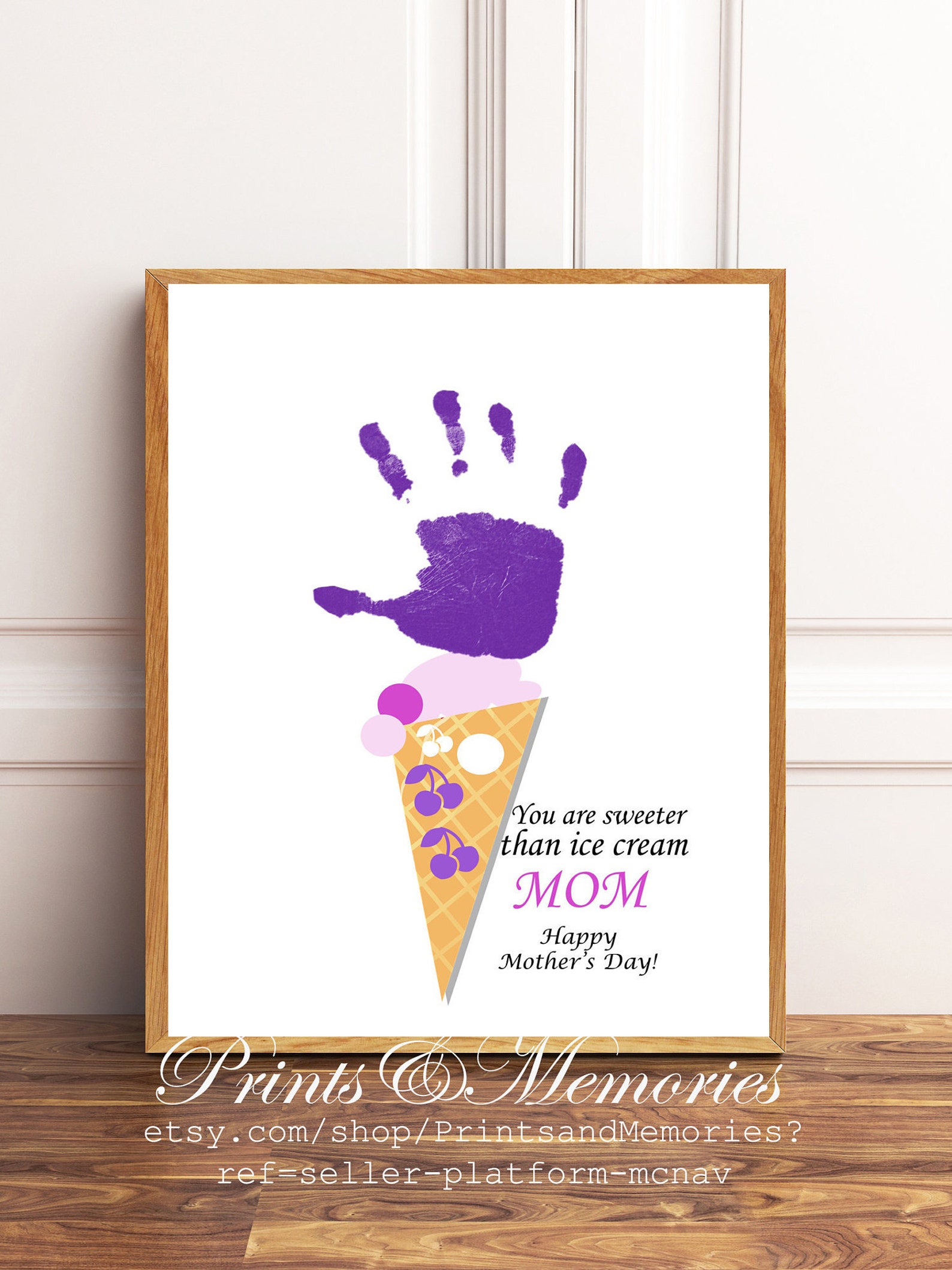 Ice Cream Handprint Art Mother's Day Gift for Mom - Etsy