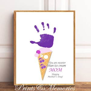 Ice Cream Handprint Art, Mother's Day Gift for Mom, Handprint Keepsake ...