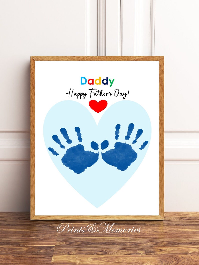 Daddy Happy Father's Day Handprint Art Gift for Dad | Etsy