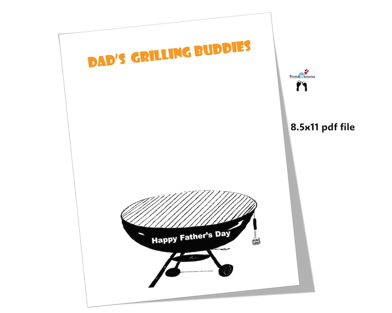Dad's Grilling Buddies Handprint Art: Father's Day Craft (printable ...