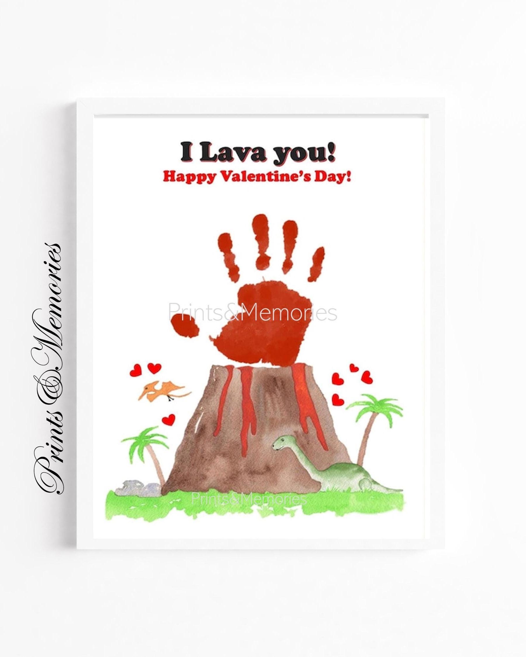 I Lava You Volcano Handprint Art, Valentine's Day Gift (digital ...