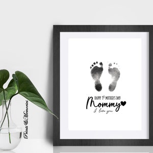 Happy First Mother's Day Footprint Art, Mom's First Mother's Day Gift ...