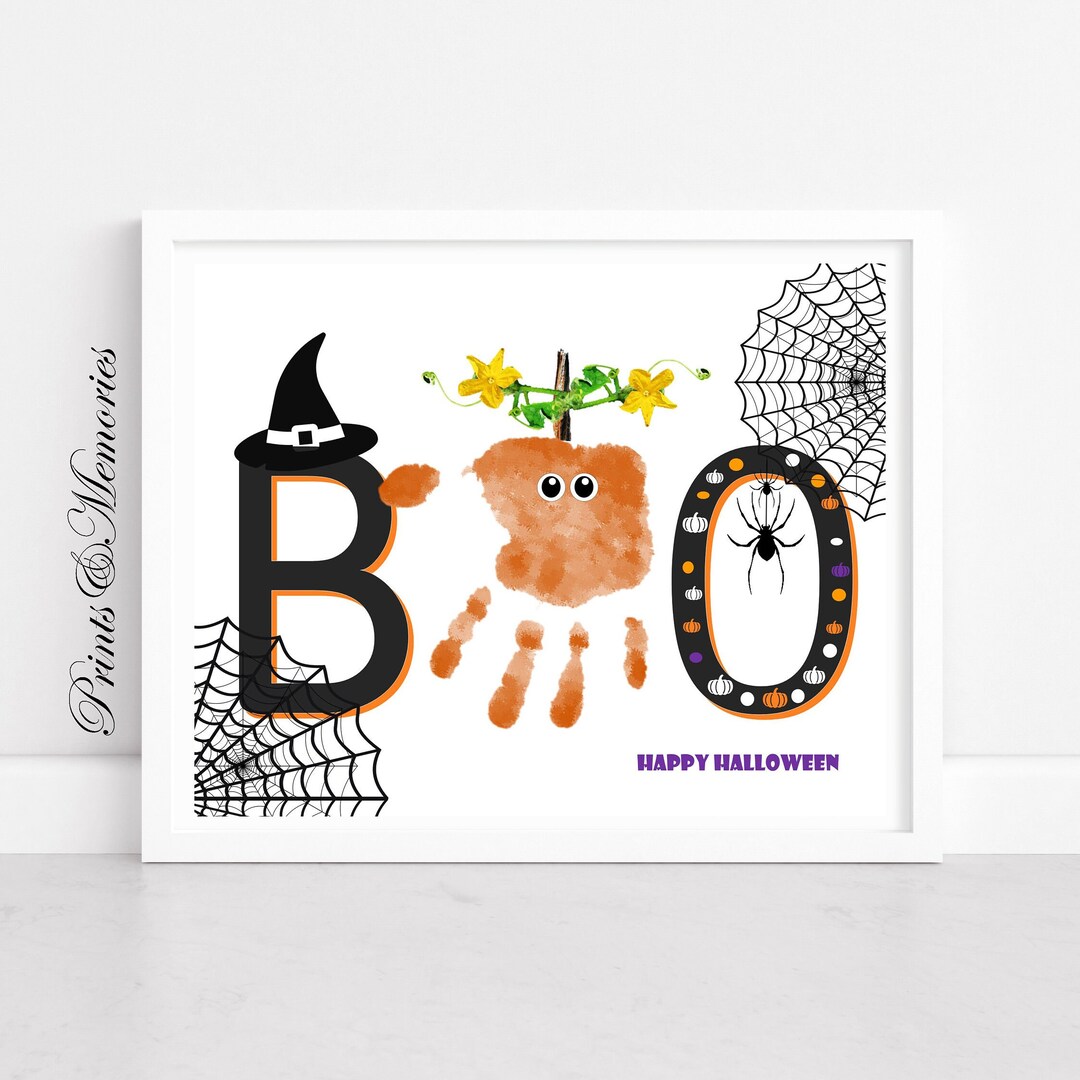 Boo Pumpkin Handprint, Halloween Craft, Baby Toddler Kid Craft, DIY - Etsy