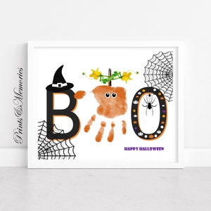 Boo Pumpkin Handprint, Halloween Craft, Baby Toddler Kid Craft, DIY - Etsy
