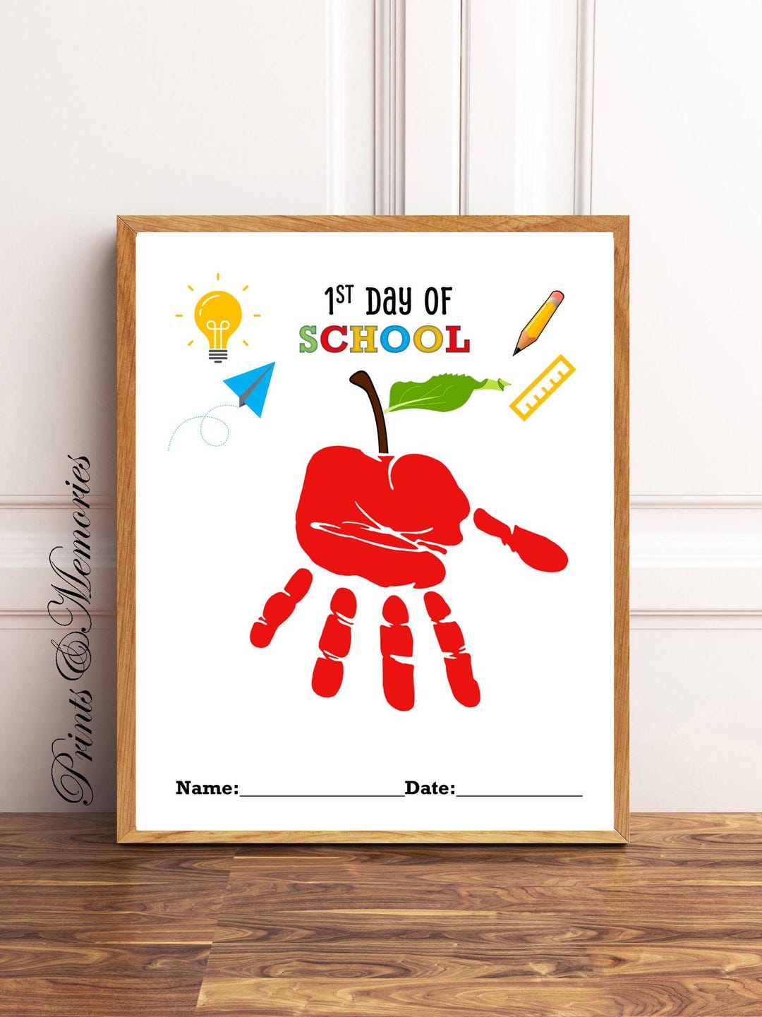 Apple Handprint Craft, Back to School Craft, Handprint Art Art Keepsake ...