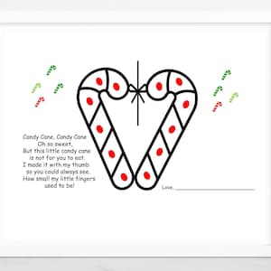 Candy Cane Poem, Thumbprint, Fingerprint Art Craft, Christmas Craft for ...