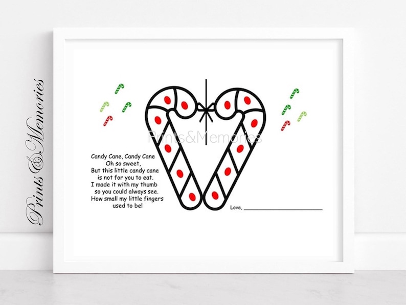 Candy Cane Poem Thumbprint Art: Christmas Keepsake (digital Download ...