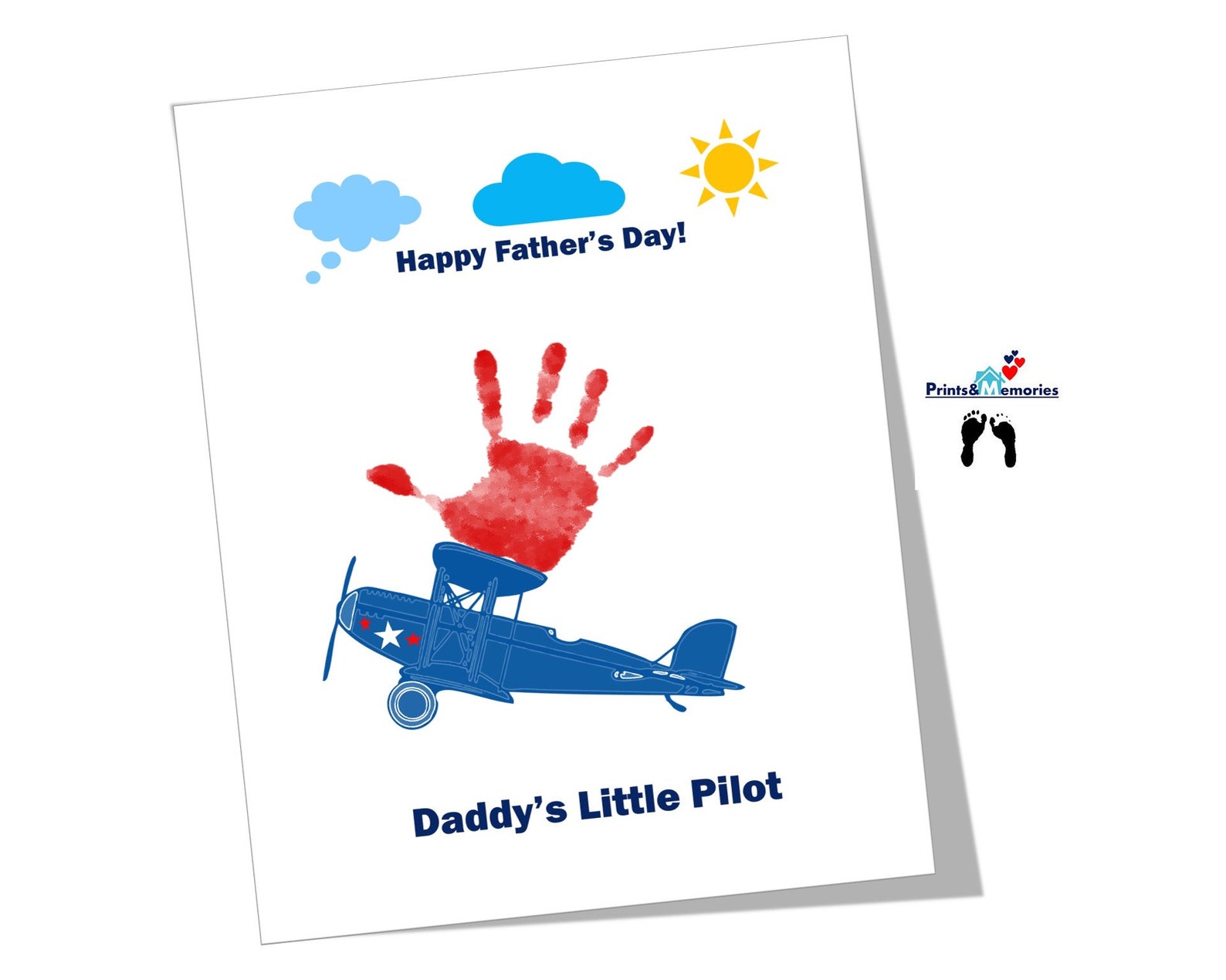 Daddy's Little Pilot/papa/ Handprint Art, Father's Day Gift, Airplane ...
