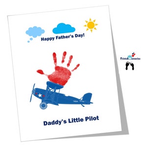 Daddy's Little Pilot/papa/ Handprint Art, Father's Day Gift, Airplane ...