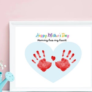 Mother's Day Handprint Art: Mommy Has My Heart Keepsake (digital ...