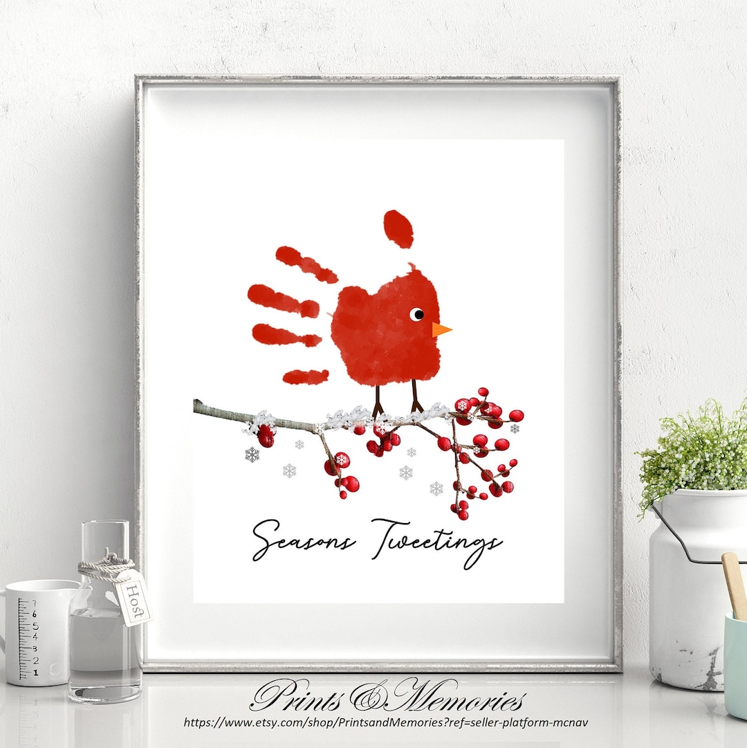 Red Cardinal Handprint Art, Seasons Tweetings Printable, DIY Handprint ...